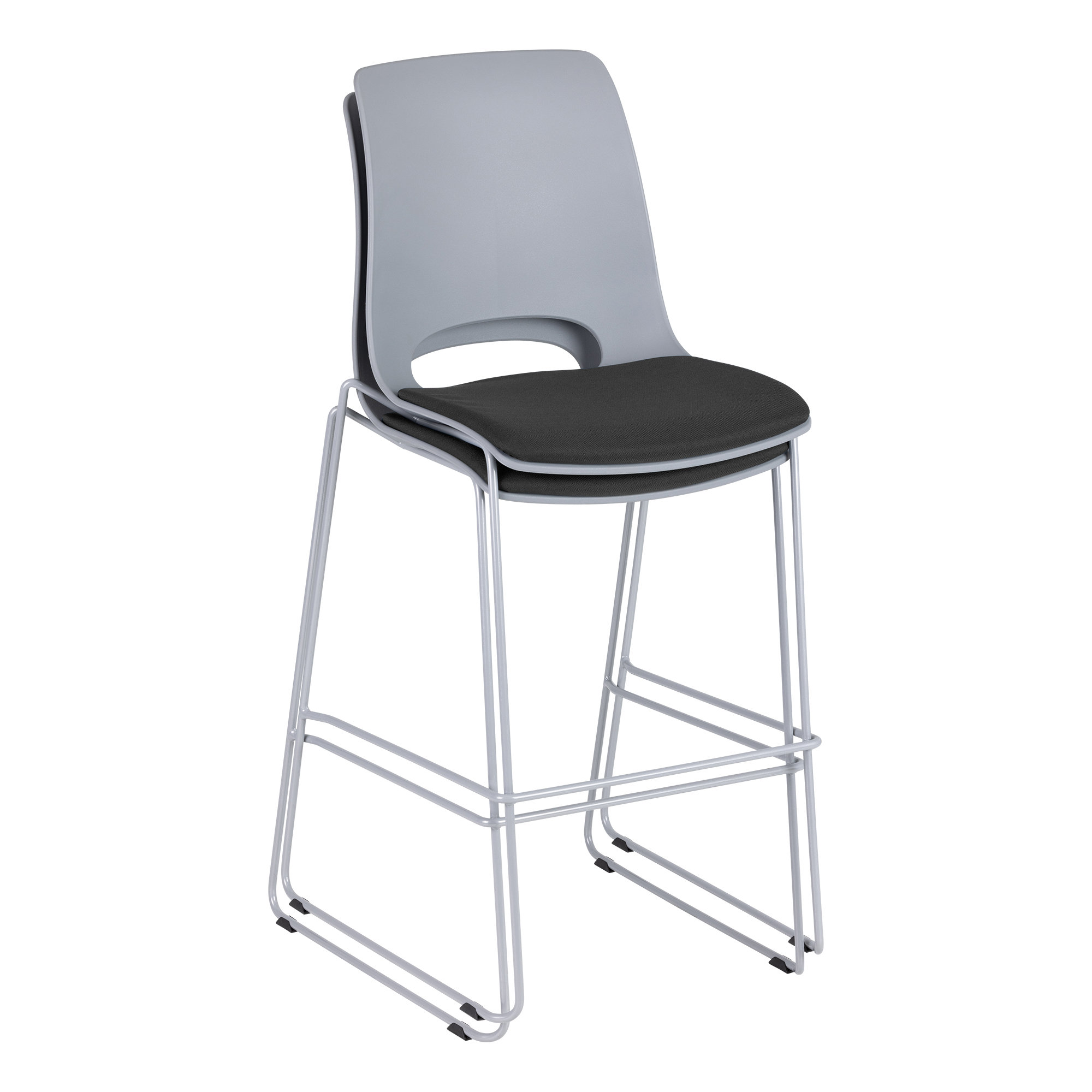 Learniture Graduate Bar-Height Sled Base Chair, Padded Stool For Meeting Spaces, Cafeteria ...